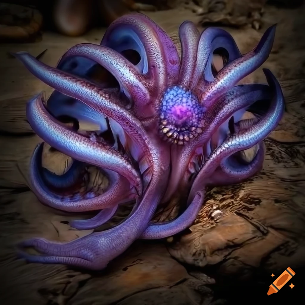 A mysterious beautiful alien creature with alluring tentacles and ...