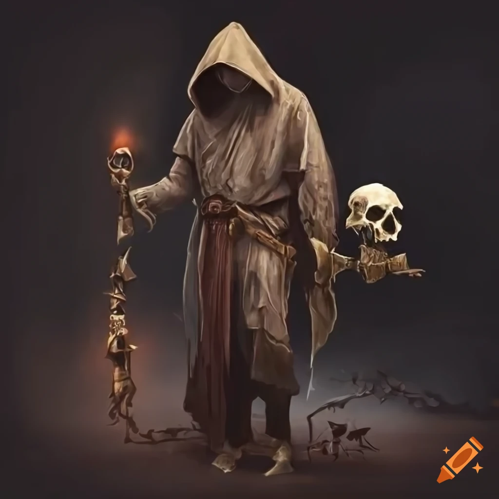 A human mystic artifact collector, collecting skulls and lost souls ...