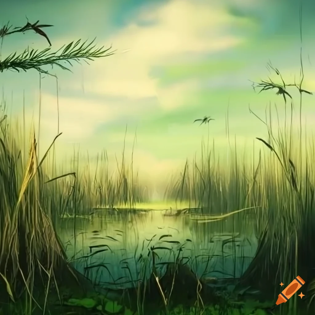 Grass swamp landscape on Craiyon
