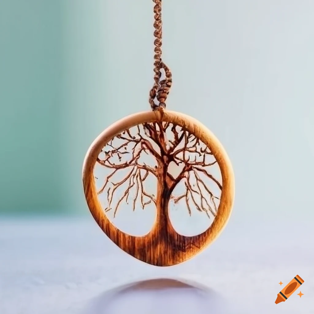 Wooden scandinavian amulet with big tree