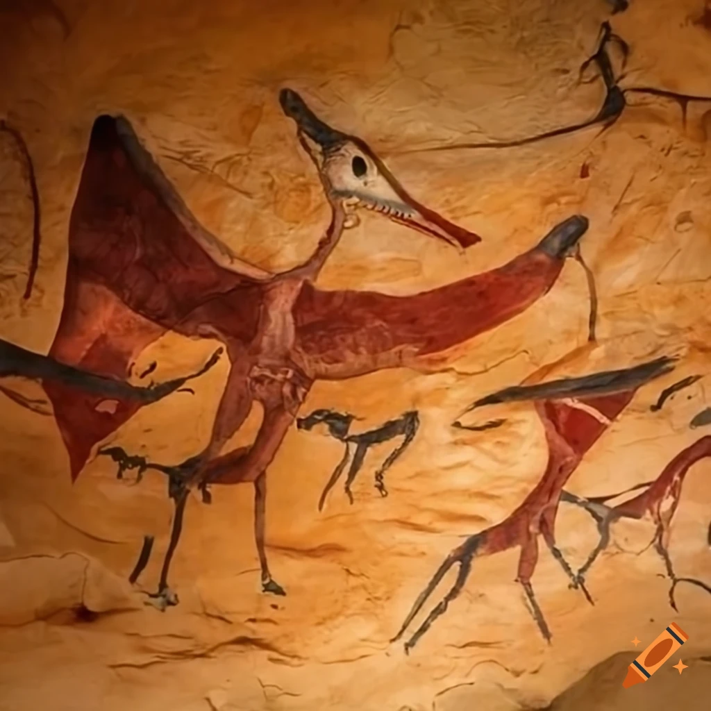 Cave painting of pterosaurs