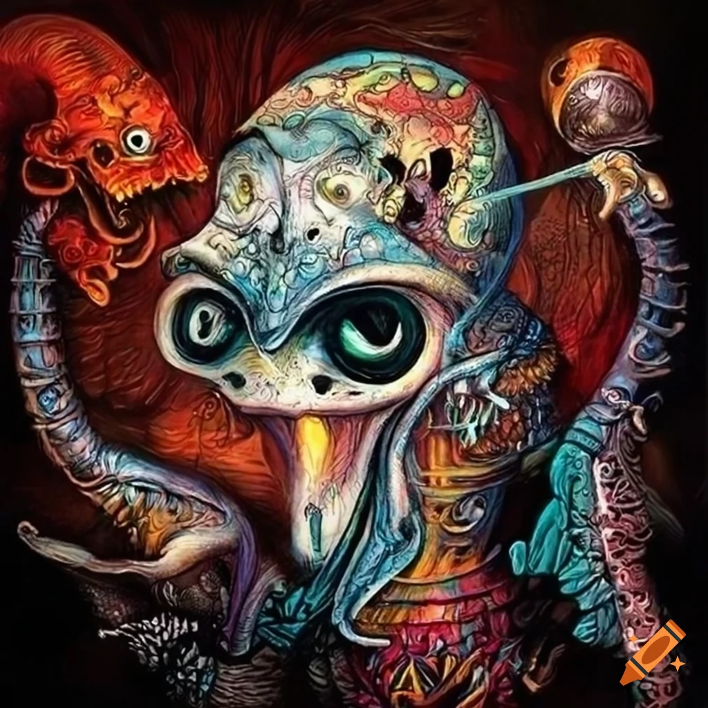 Joe fenton drawing scene decor microcosme many creatures surrealist ...