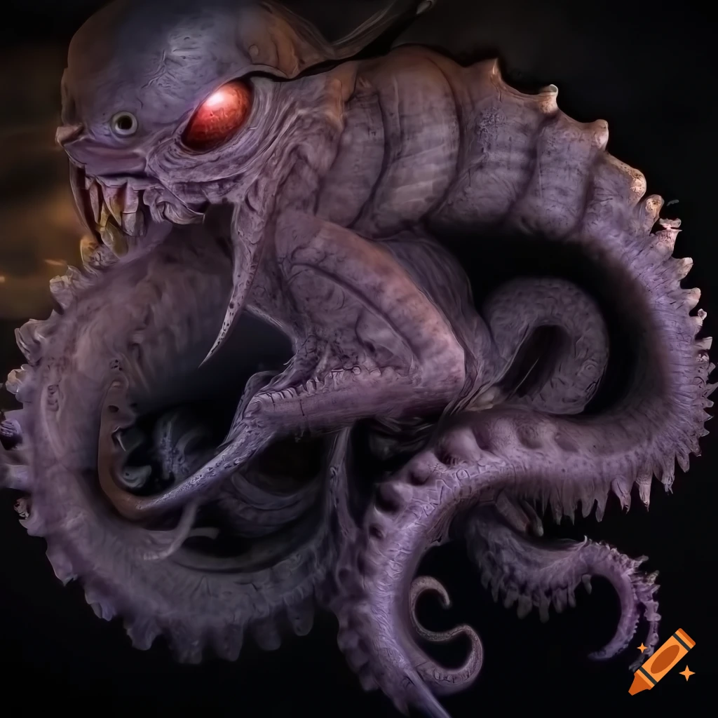 A mysterious alien creature with tentacles and otherworldly presence ...