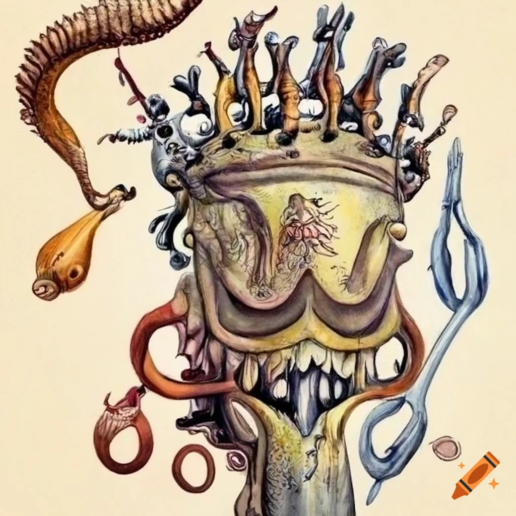 Joe fenton drawing scene decor microcosme many creatures surrealist ...