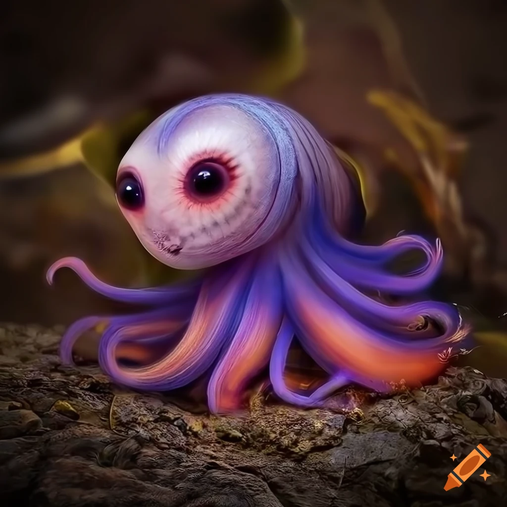 A enchanting beautiful adorable alien creature with alluring tentacles ...
