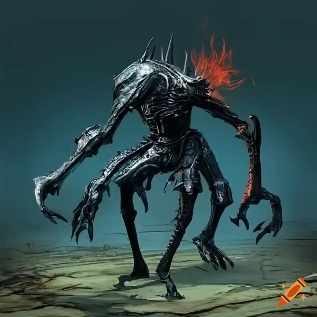 Shapeless amorphous semi-humanoid alien boss from dark souls