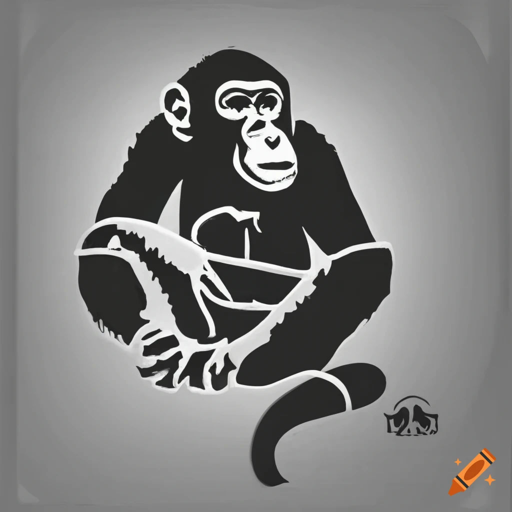Chimp stencil black and white