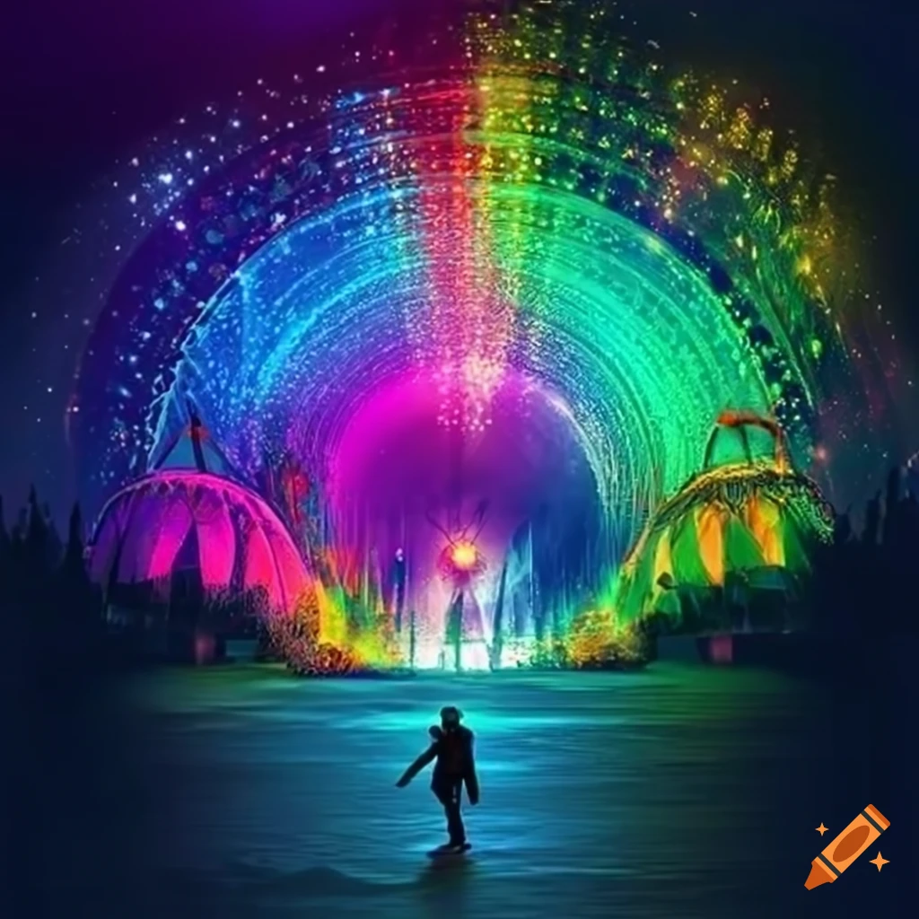 Generate a vibrant and lively festival poster background showcasing a ...