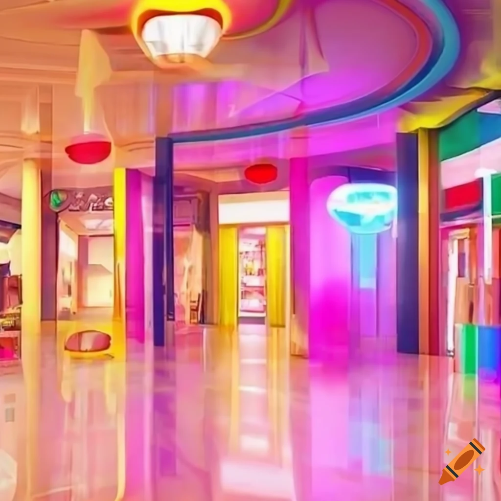 Y2K-inspired mall decor on Craiyon