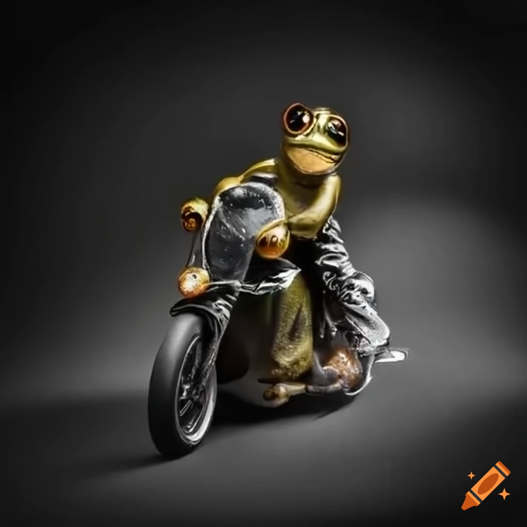 Frog riding a motorcycle on Craiyon