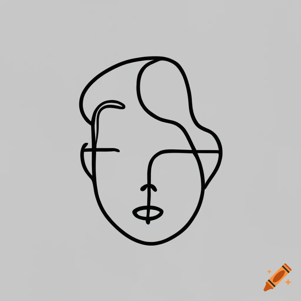 Minimalistic line drawing of human head