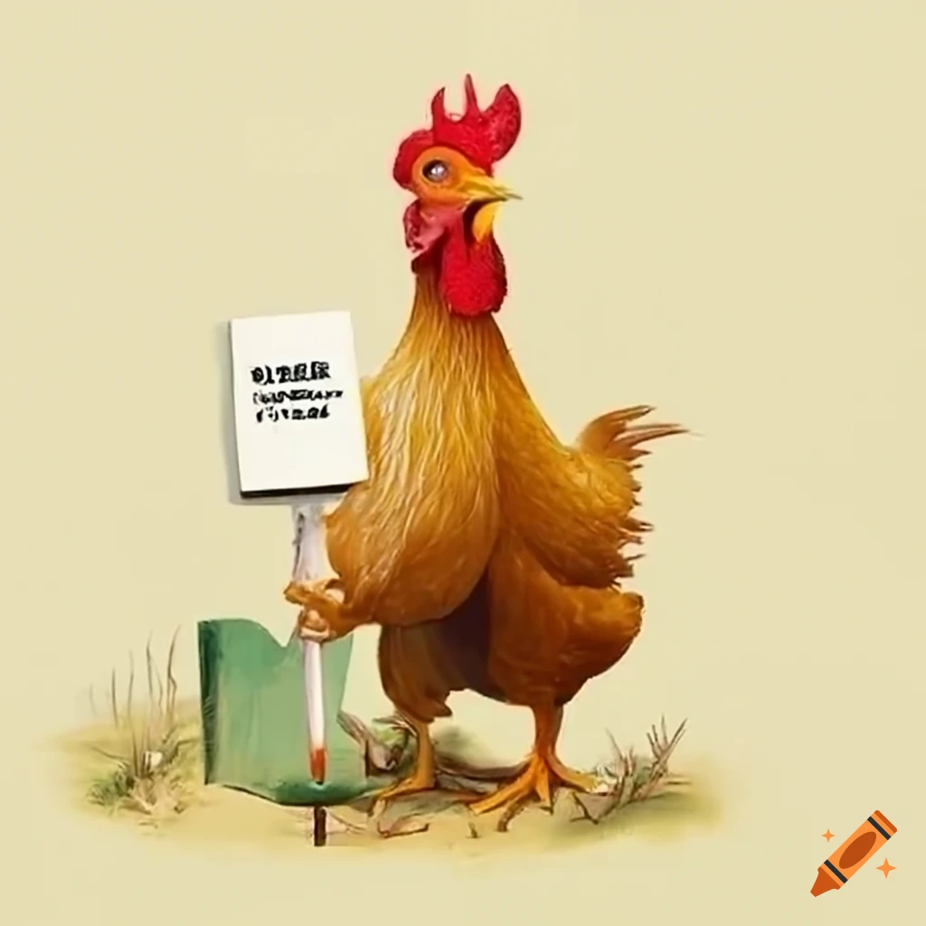 Chickens carrying picket signs