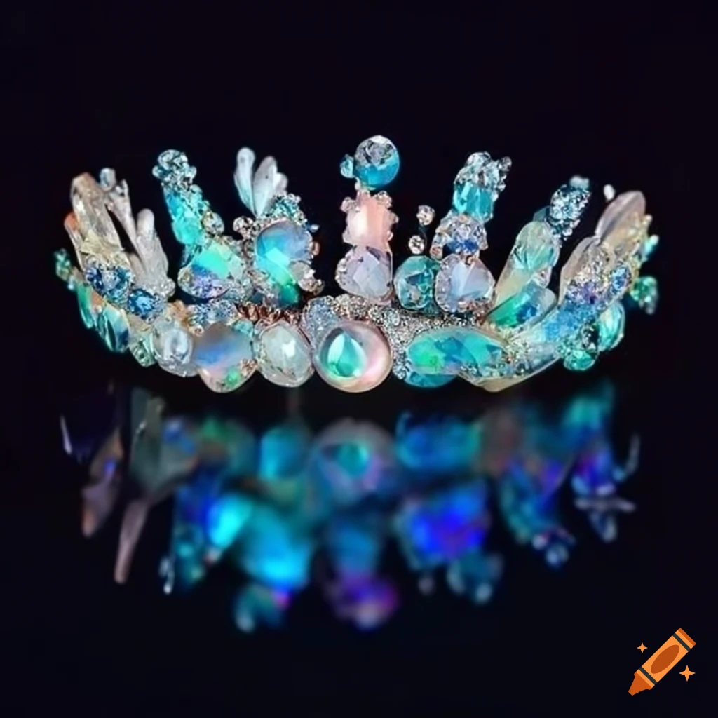 Beautiful opalescent crown with moonstones and opals set in it