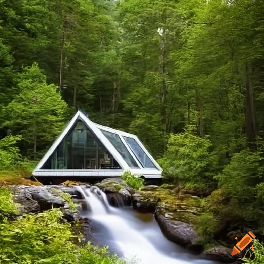 All fully glass gable house WITH GLASSGABLE in leafy garden summer in ...