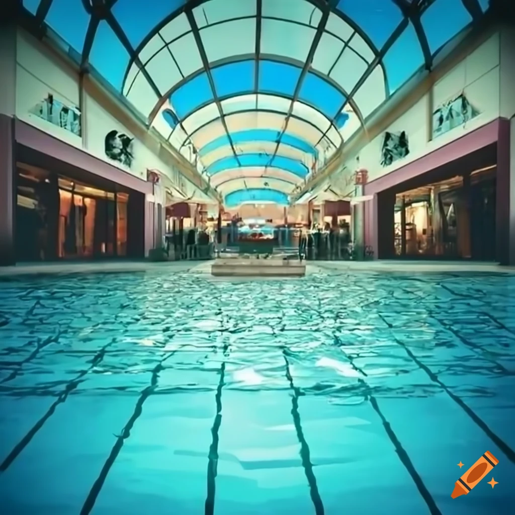 Shopping mall empty with pool on Craiyon