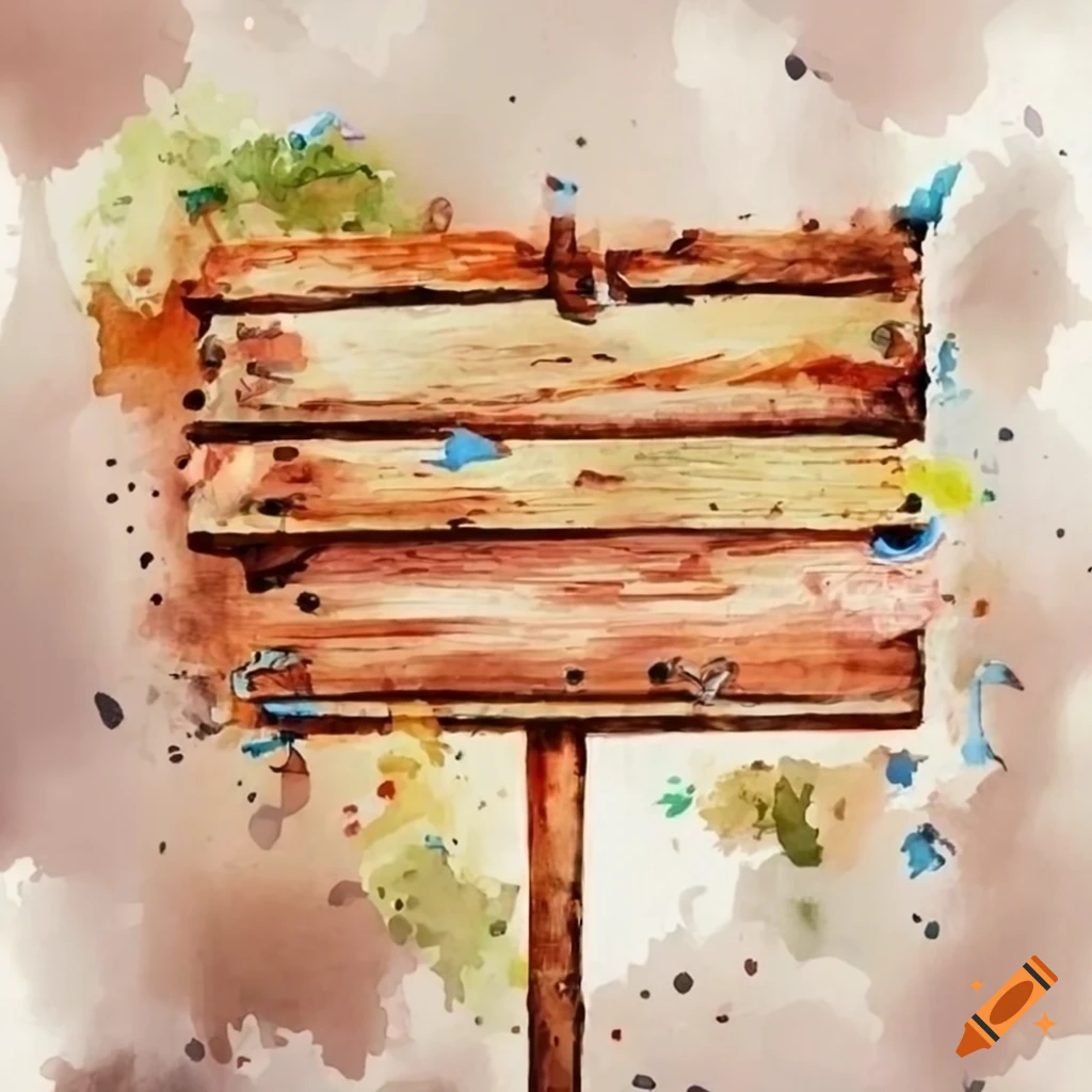 Watercolor wooden sign on Craiyon