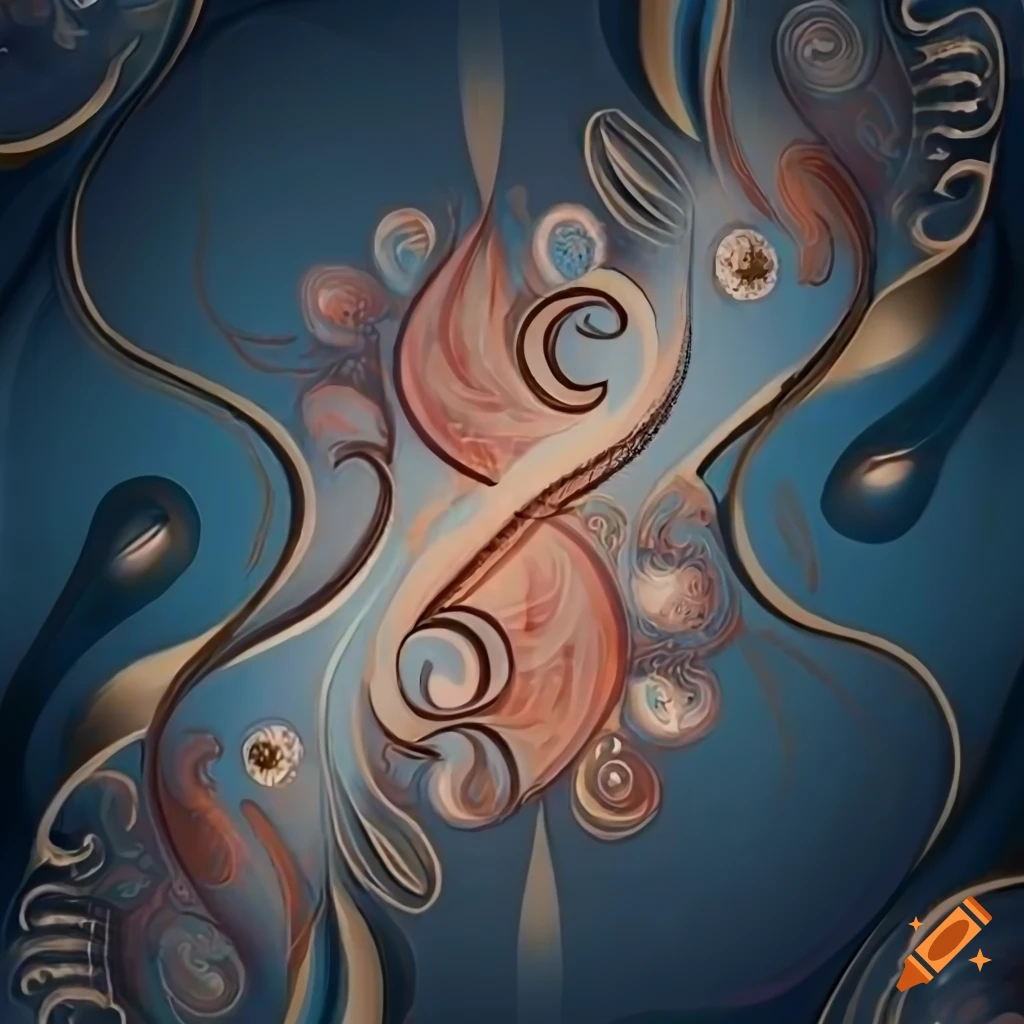 Abstract floral and interlocking leaves artwork on Craiyon