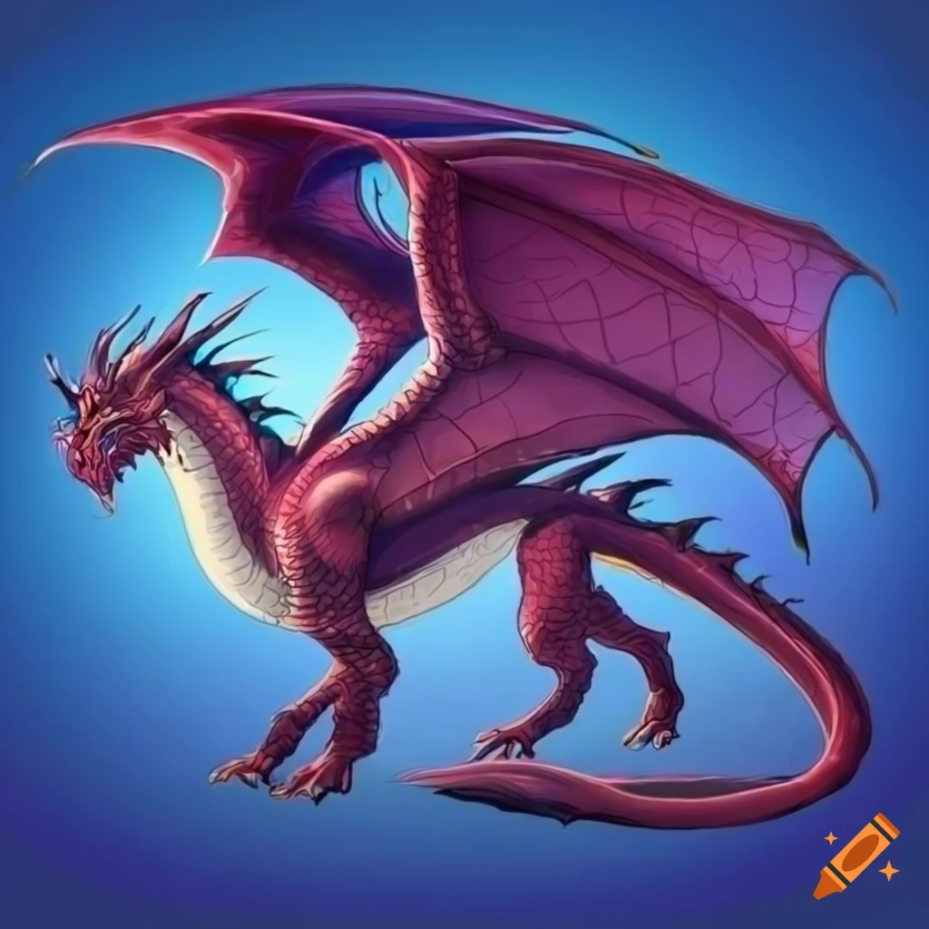 Side view of a detailed dragon illustration on Craiyon