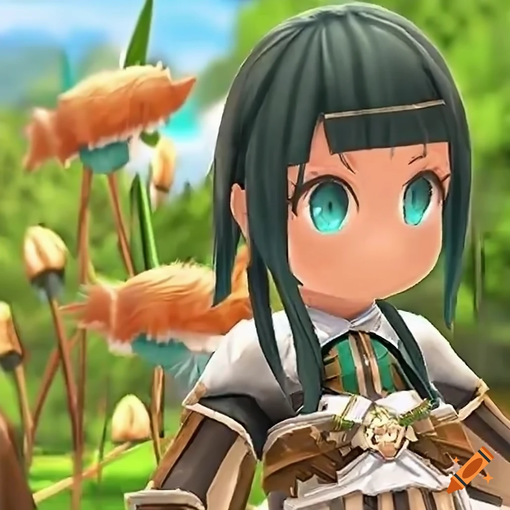 3D scene from Rune Factory 5 with a female character in a nature ...