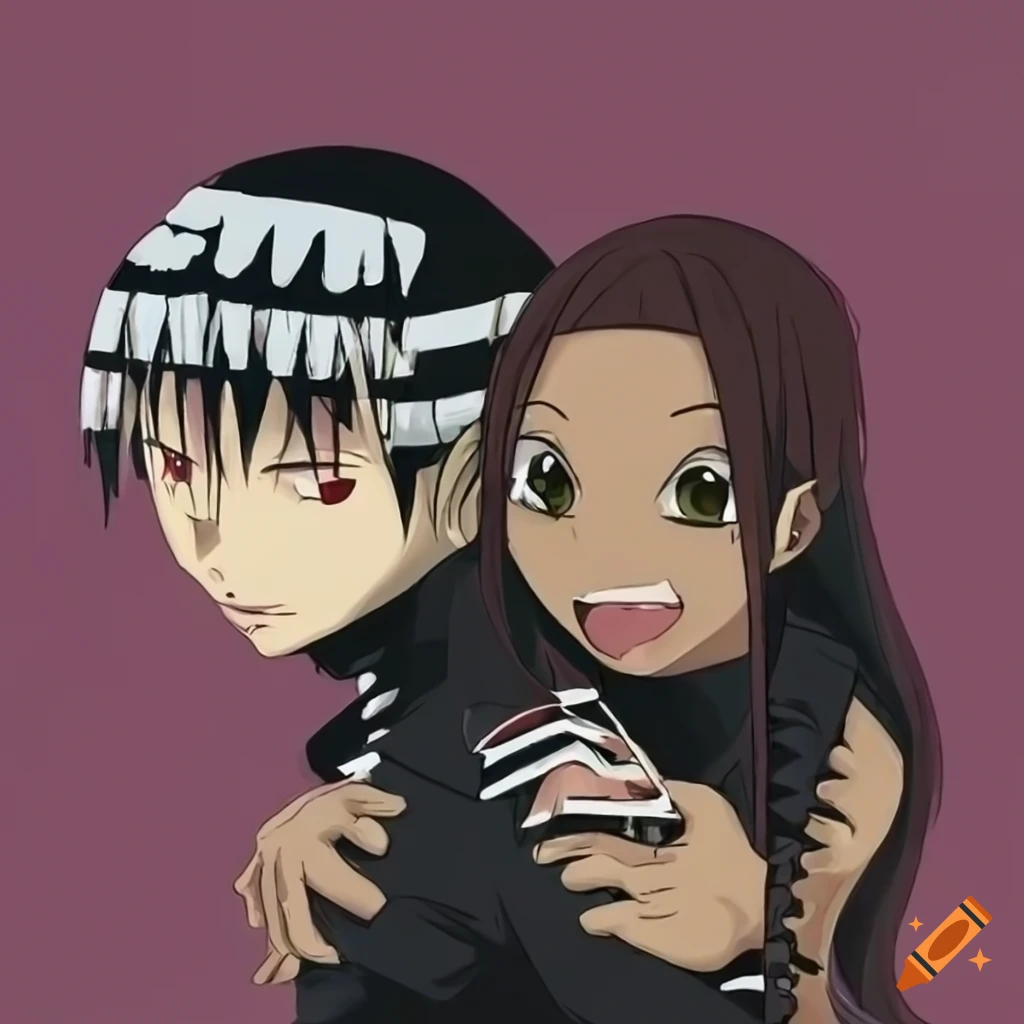 Death the Kid hugging an African American woman on Craiyon