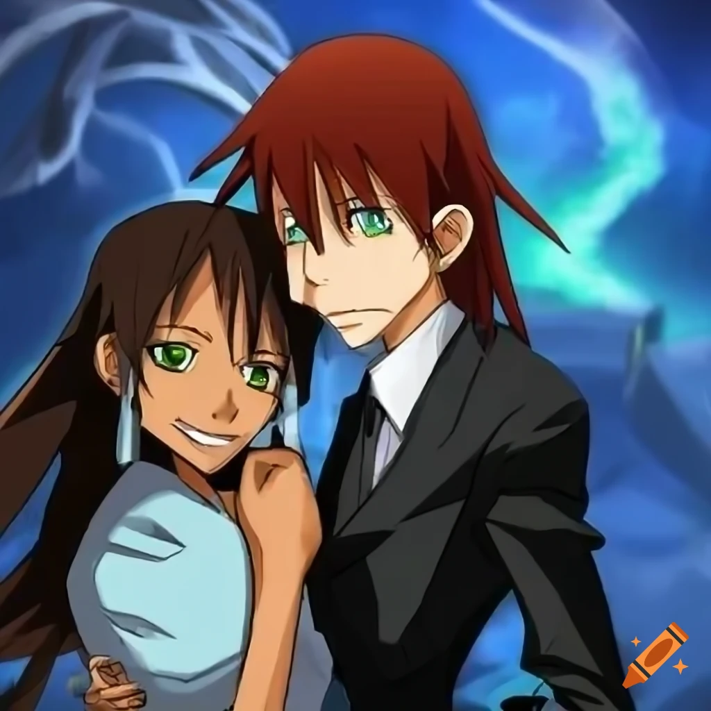 Spirit albarn hugging an african american woman from soul eater on Craiyon