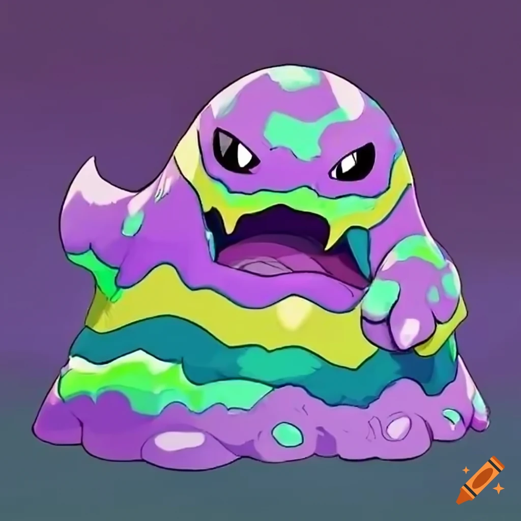 Colorful artwork of alolan muk pokemon on Craiyon