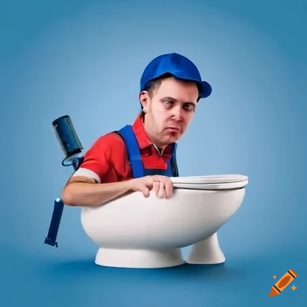 Funny plumber fixing a toilet on Craiyon