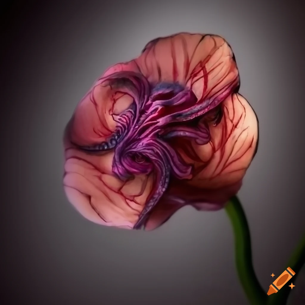 Dark art of lovecraft-inspired flowers on Craiyon