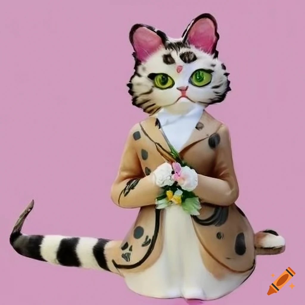 Artwork of a cat lady surrounded by blooming flowers on Craiyon