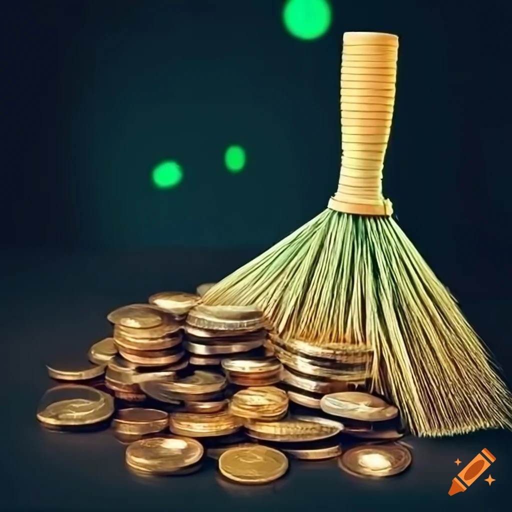 Neat pile of cash and coins on a clean floor on Craiyon