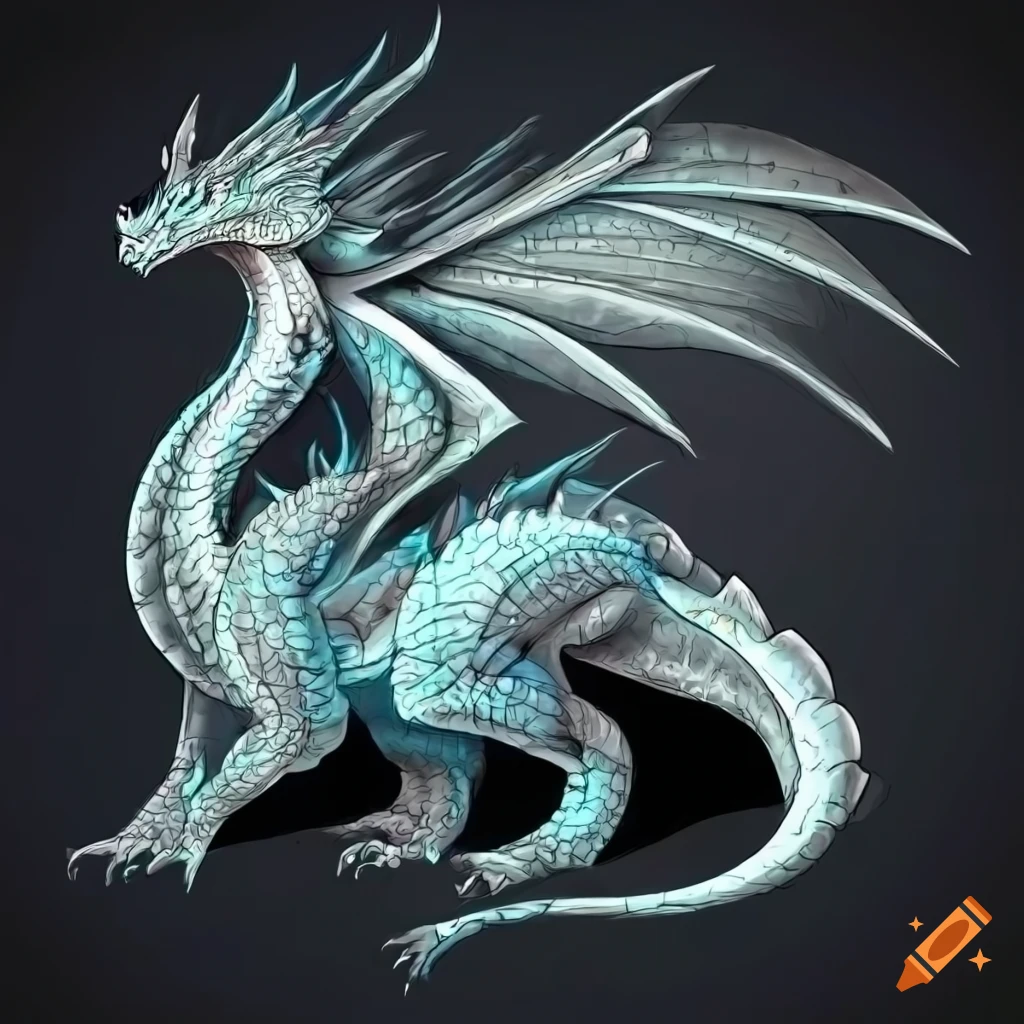 Side view illustration of a detailed dragon design on Craiyon