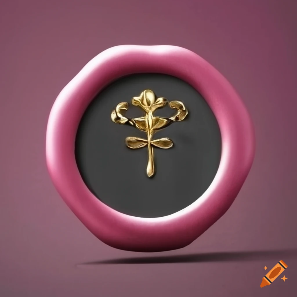 Black wax seal with pink and golden bow