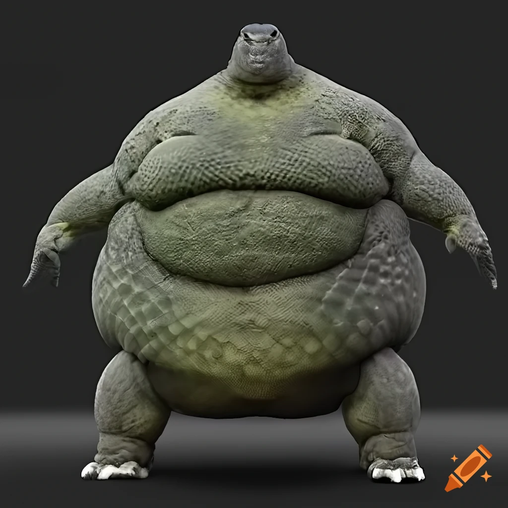 Image of a giant anthropomorphic komodo with reptile skin on Craiyon