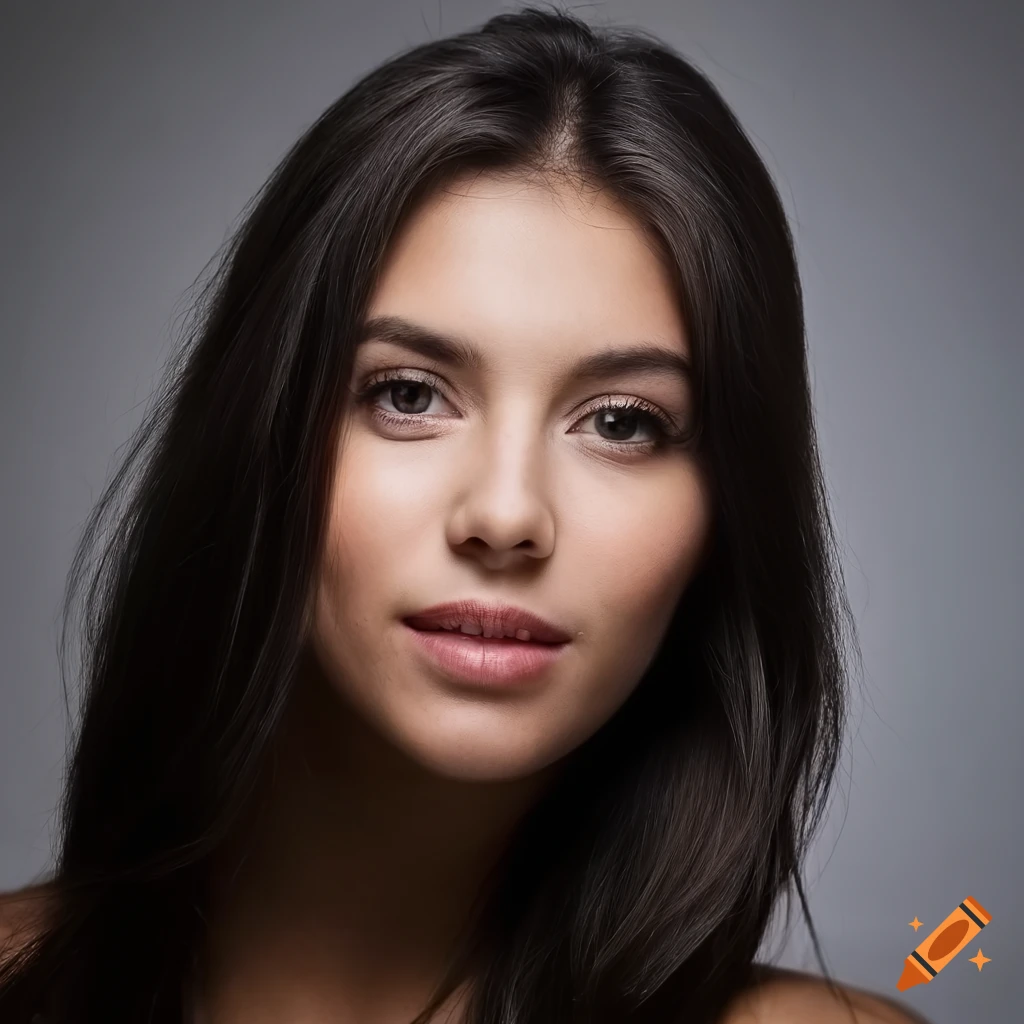 Detailed headshot portrait of a beautiful young female model on Craiyon