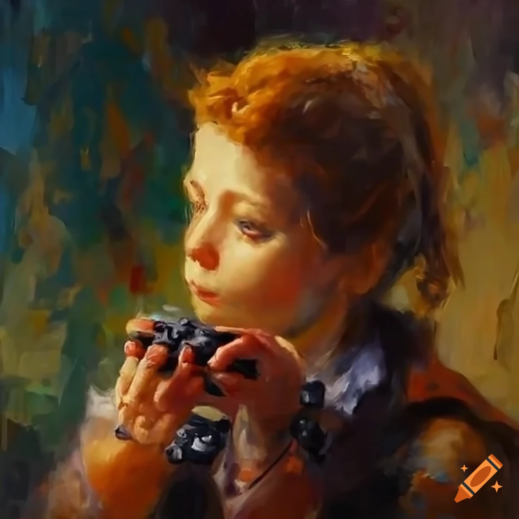 Impressionist painting of people gaming on Craiyon