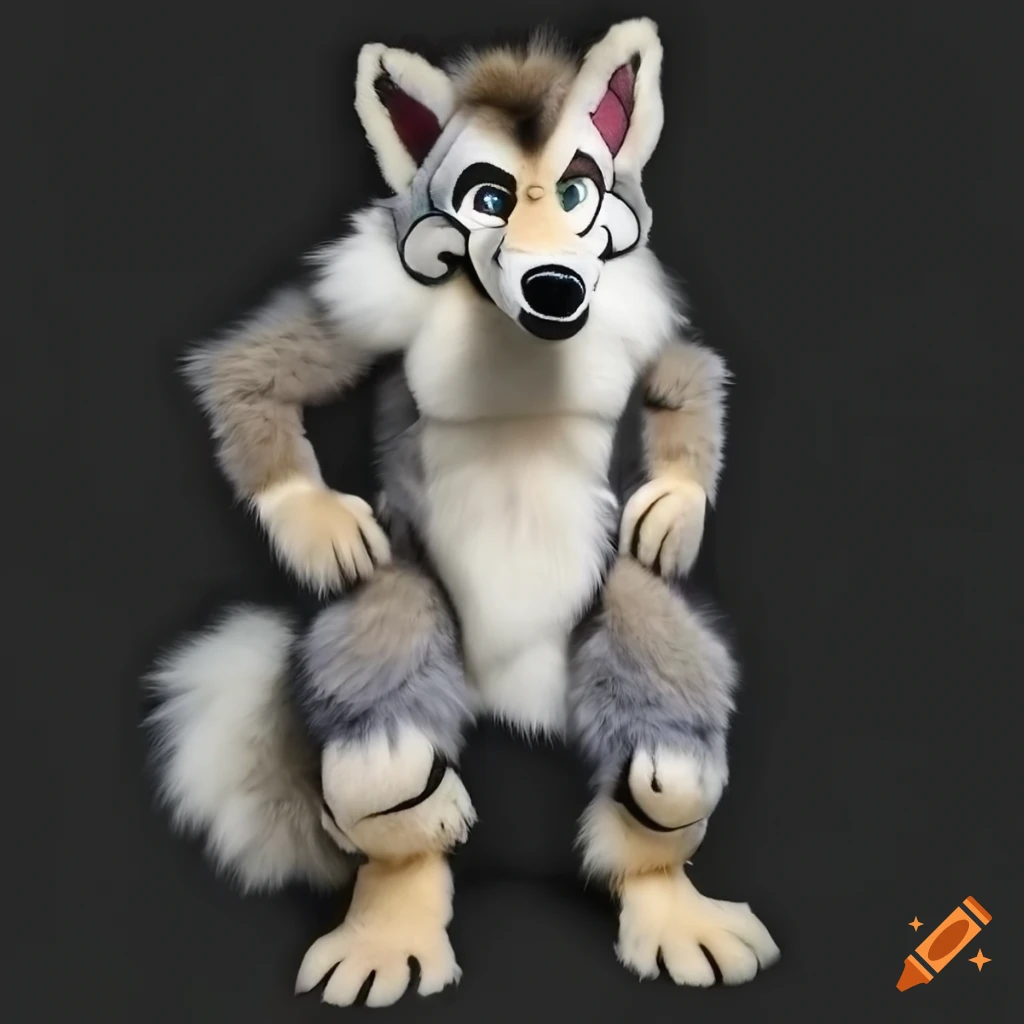 Full-body wolf fursuit costume on Craiyon