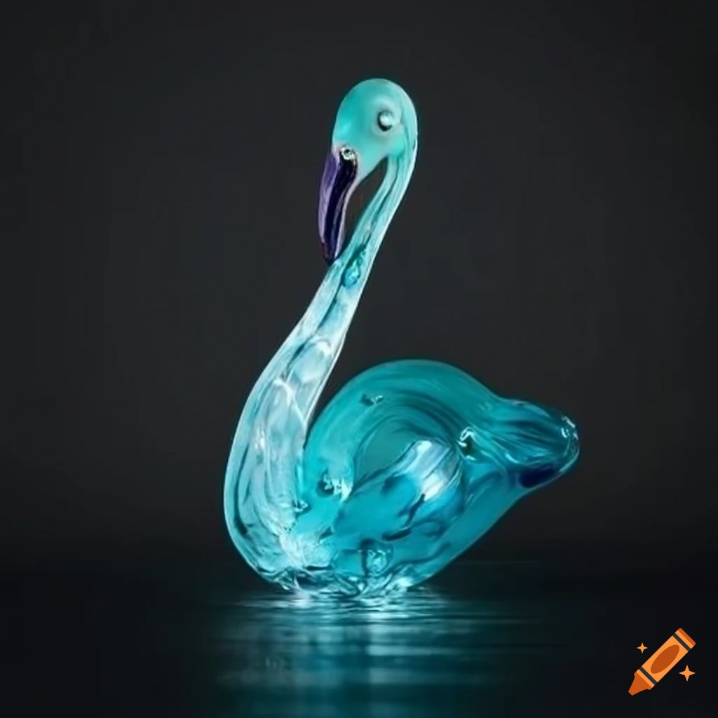 Glass sculpture of a detailed flamingo on Craiyon