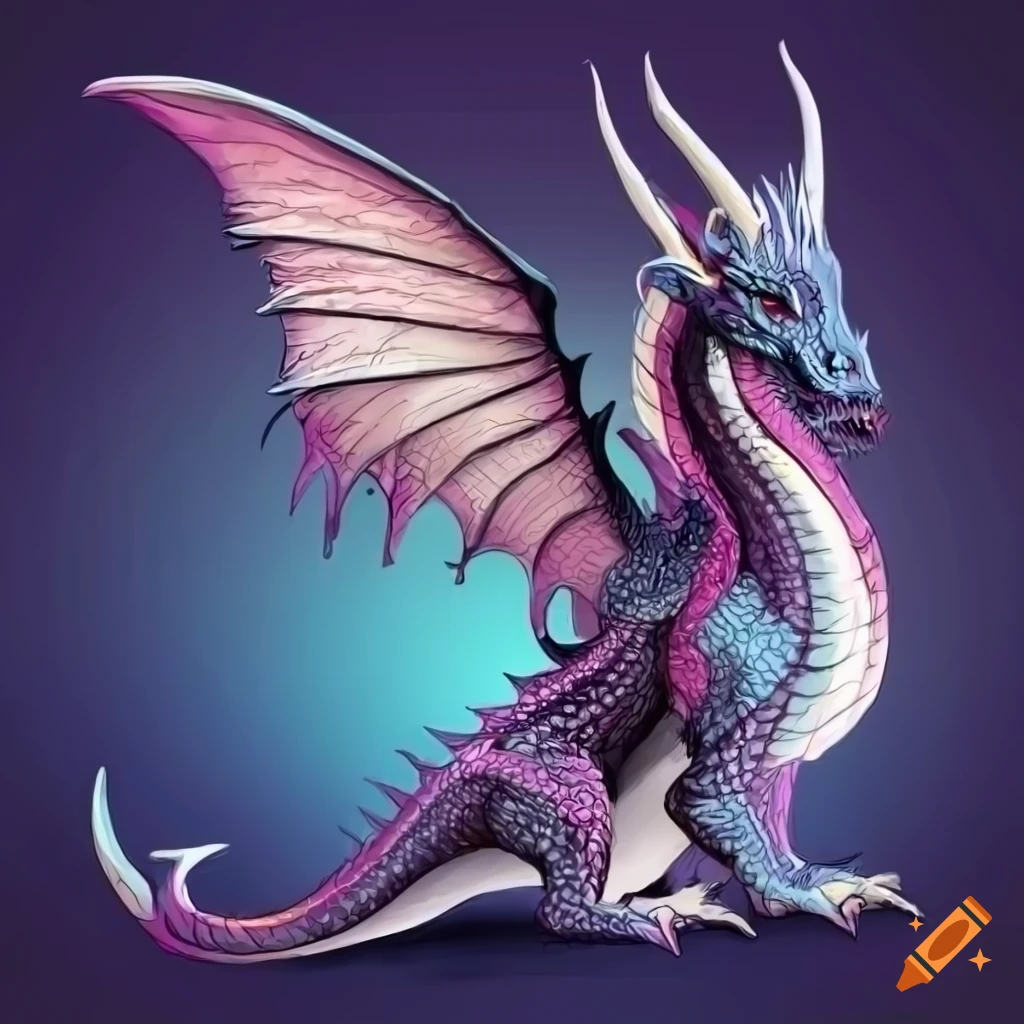 Side view illustration of a detailed dragon