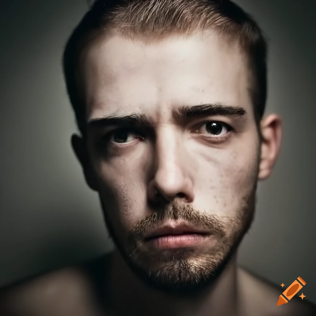 Portrait of a depressed man with a scar over his right eye on Craiyon