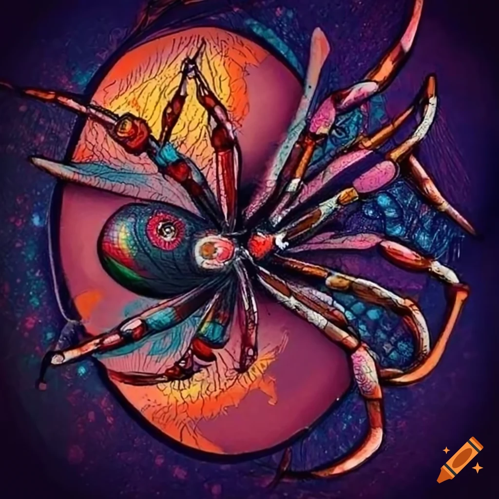 Intricate black widow spider tattoo design on Craiyon