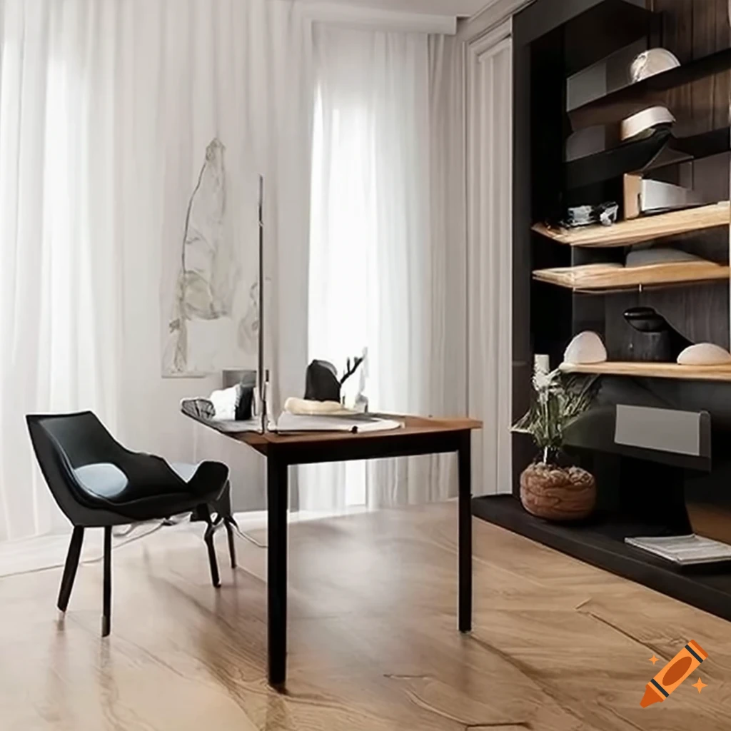 Sophisticated and elegant hotel manager office with graphite painted ...