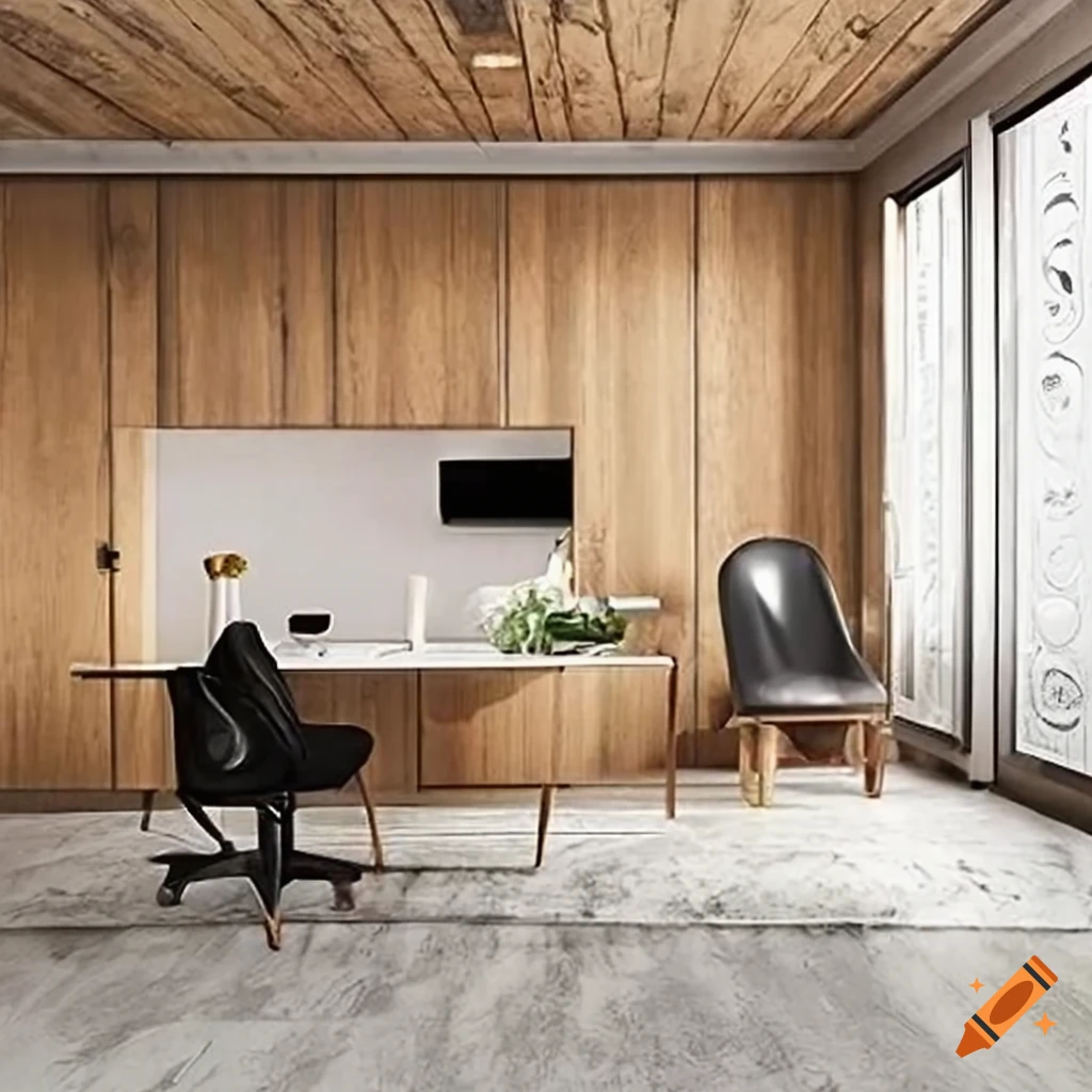 Elegant and sophisticated office with graphite painted wall and marble ...