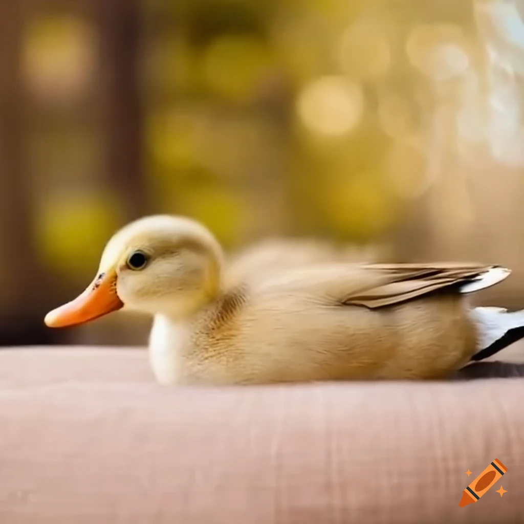Ducks relaxing on a couch in bokeh on Craiyon