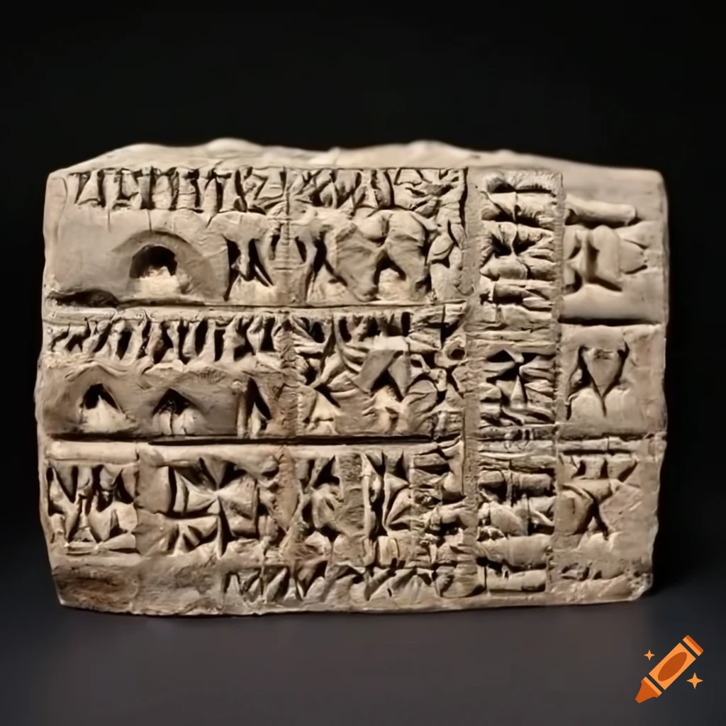 Intricate carving of a trilobite in cuneiform script on Craiyon