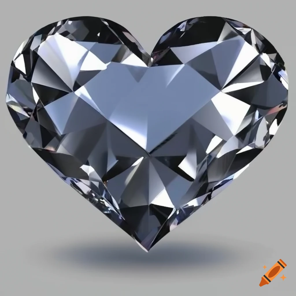 Shiny 3D diamond heart on Craiyon