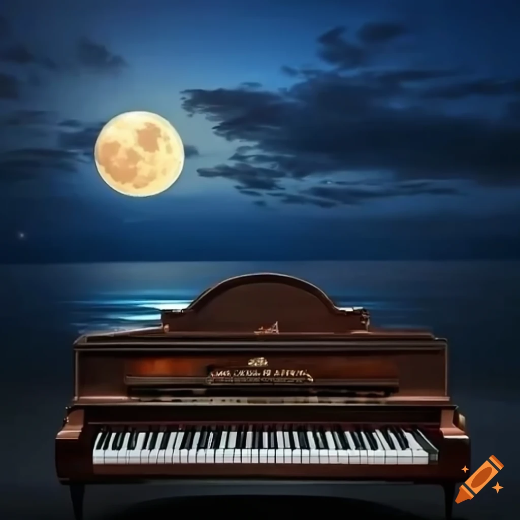Photo of a stunning piano under the moonlight on Craiyon