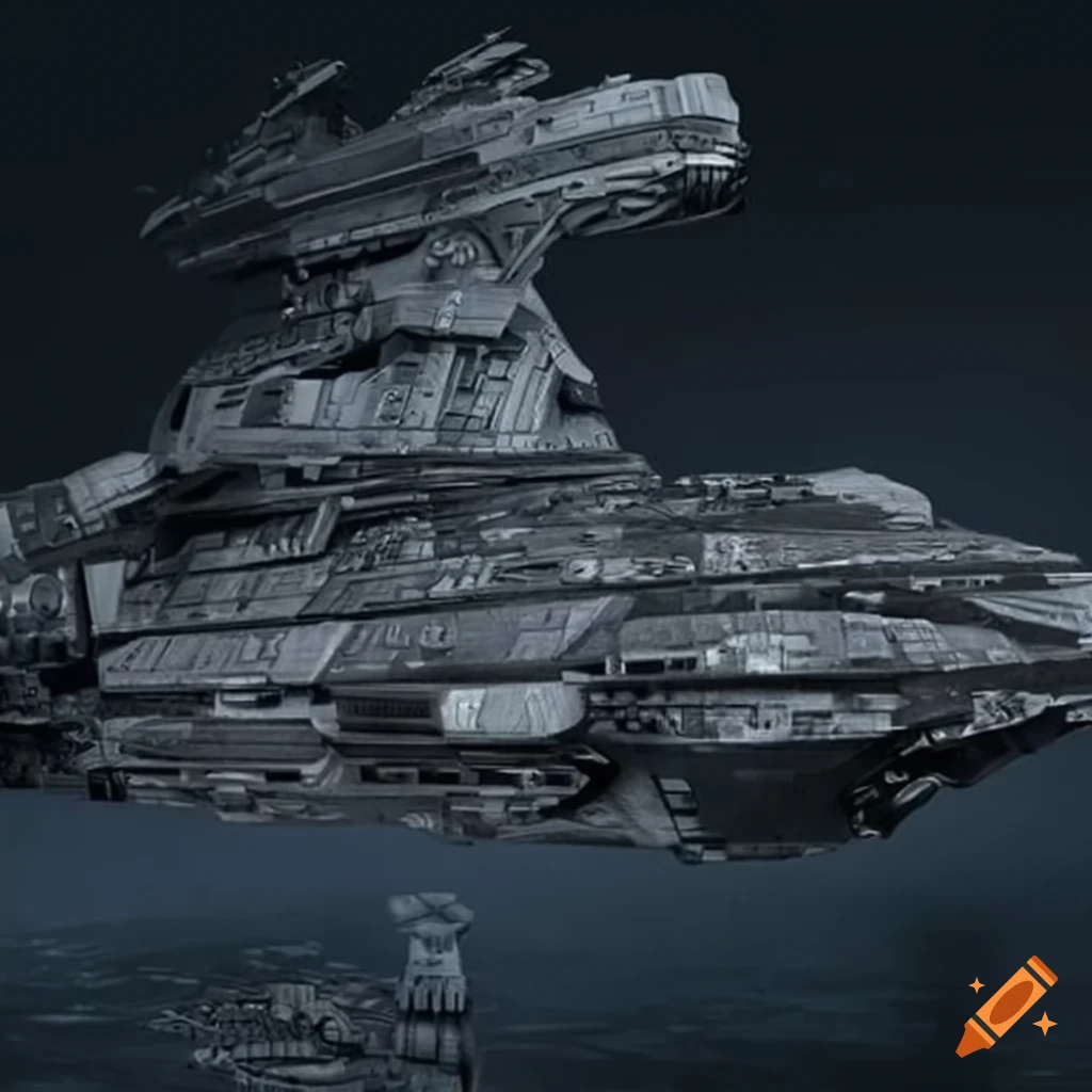 Impressive scifi space cruiser with vampire architecture elements on ...