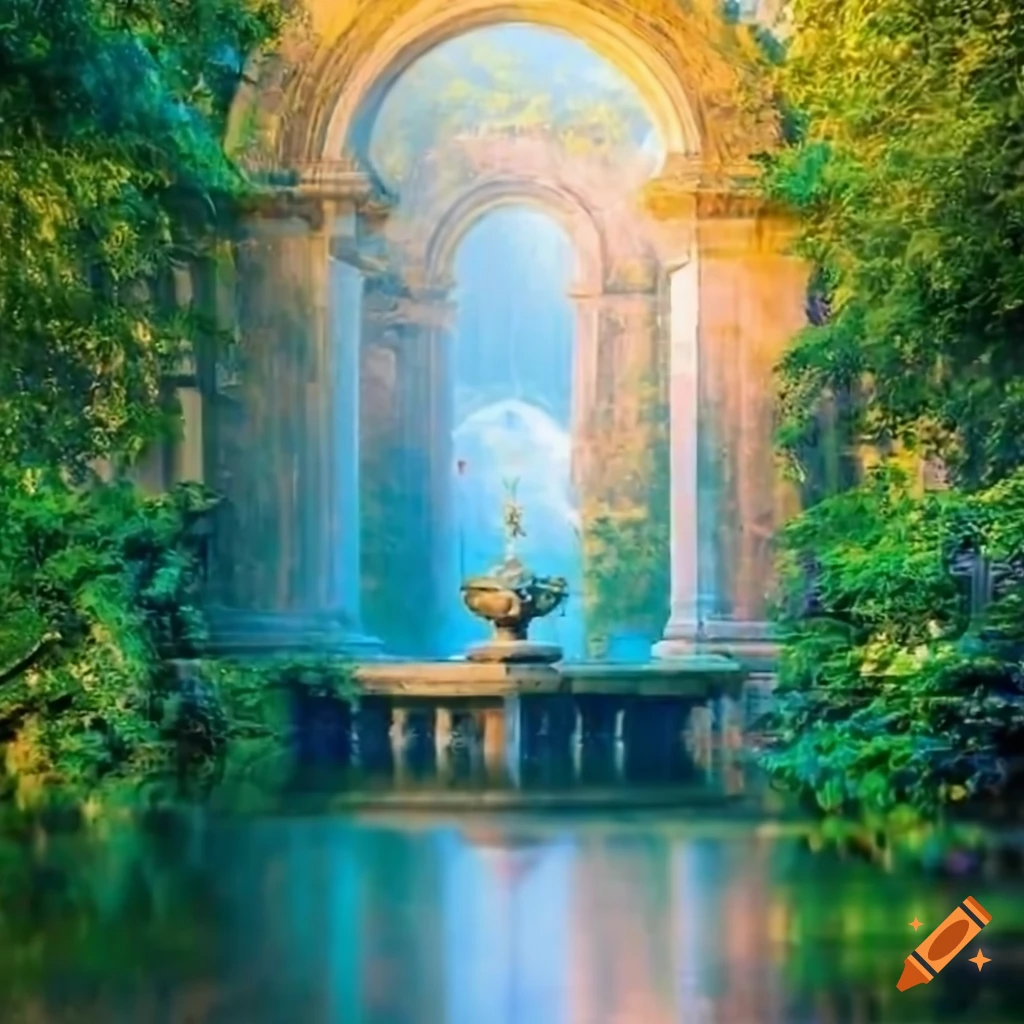 Monet-inspired garden scene through a window on Craiyon