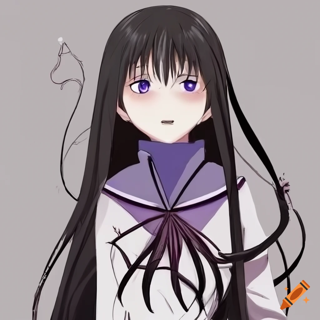 Artistic depiction of homura akemi in death note style on Craiyon