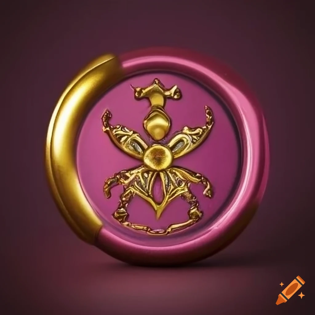 Black wax seal with pink and golden bow